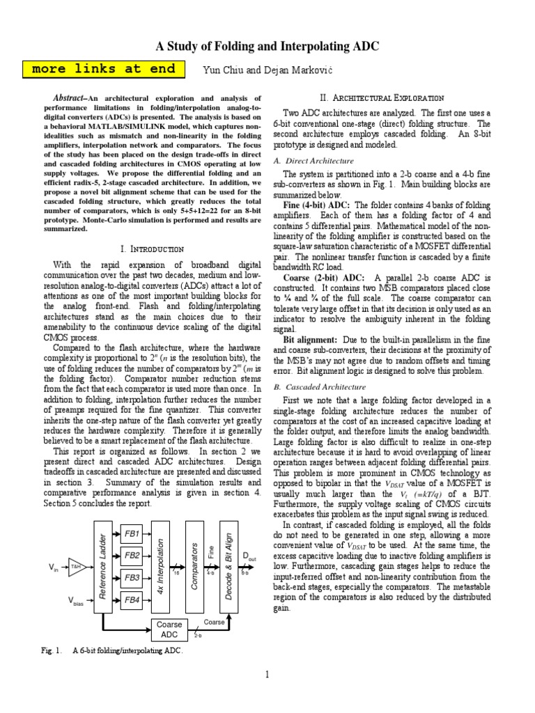 A Study of Folding and Interpolating ADC | PDF | Analog To Digital Converter | Sampling (Signal ...
