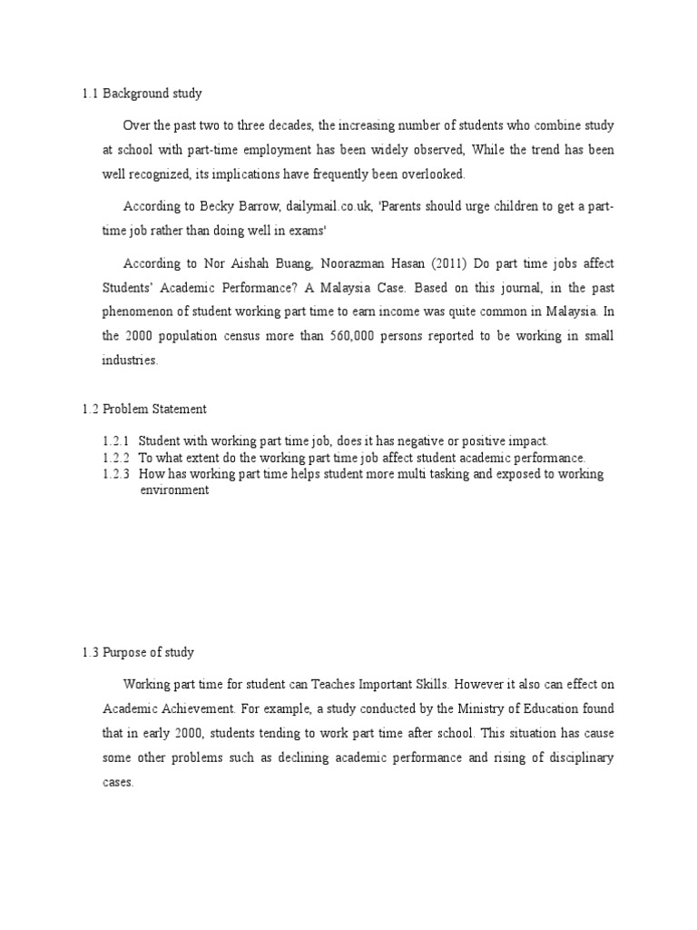 Background Study Part Time Job | PDF | Part Time Contract | Survey ...