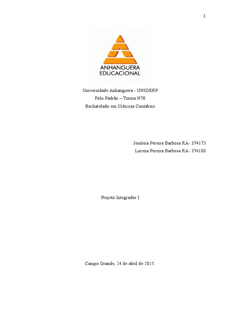 Projeto Integrador 1 | PDF | Despesa | Planejamento