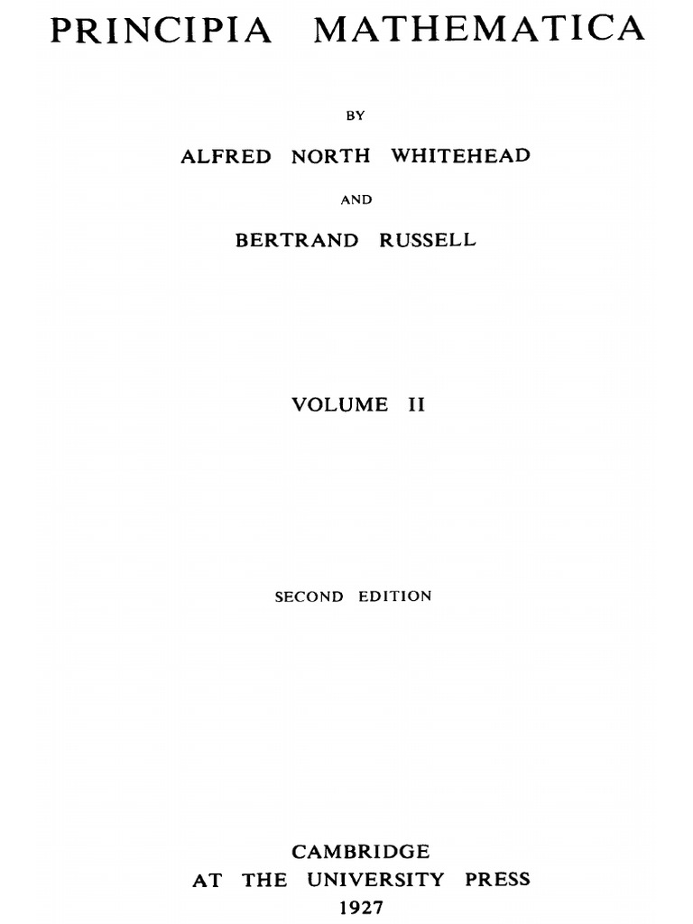 Alfred North Whitehead & Bertrand Russell - Principia Mathematica Vol.2 ...