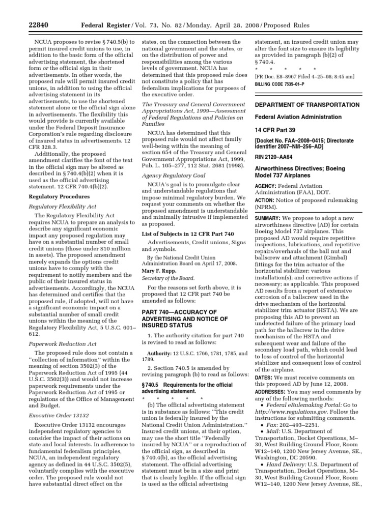 Proposed Rule: Airworthiness Directives: Boeing Model 737 Airplanes ...