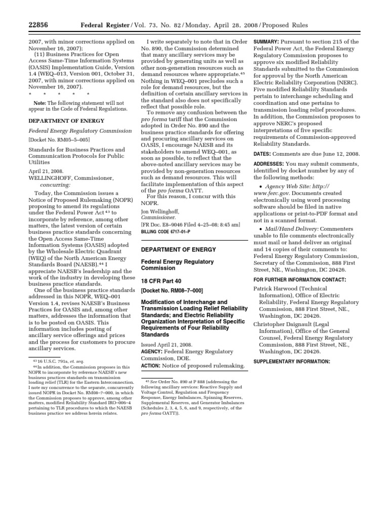 Proposed Rule: Modification of Interchange and Transmission Loading ...