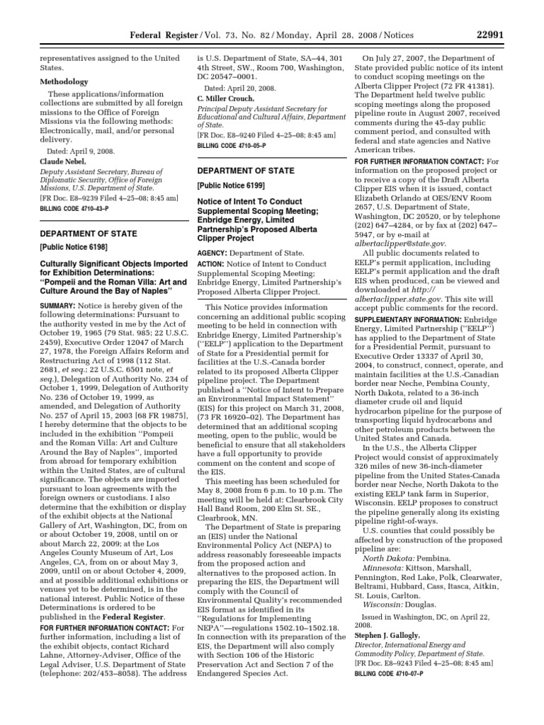 Alberta Clipper Project Scoping Meeting Notice | PDF | National ...