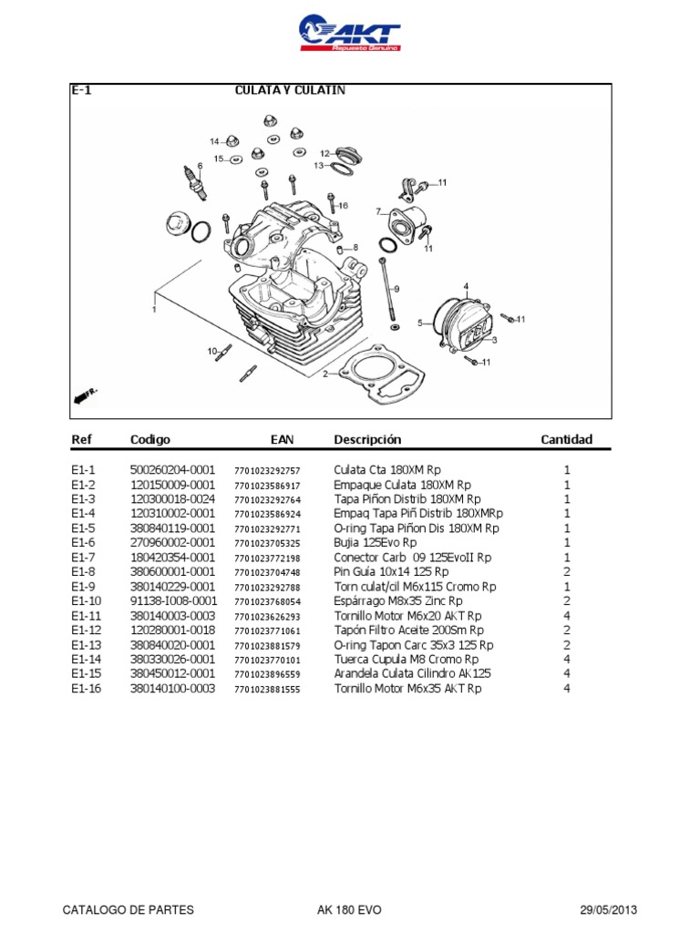 Catalogo de Partes Ak 180XM-2012 PDF | PDF