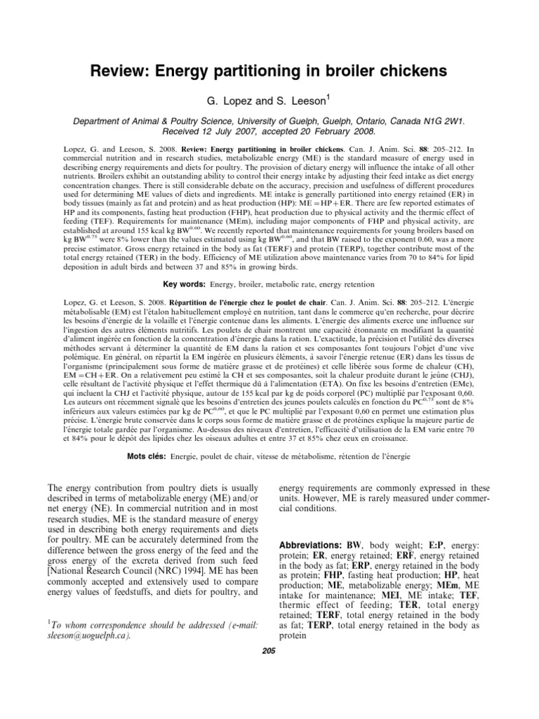 01A-Energy Partitioning Broiler Chickens PDF | PDF | Poultry | Broiler