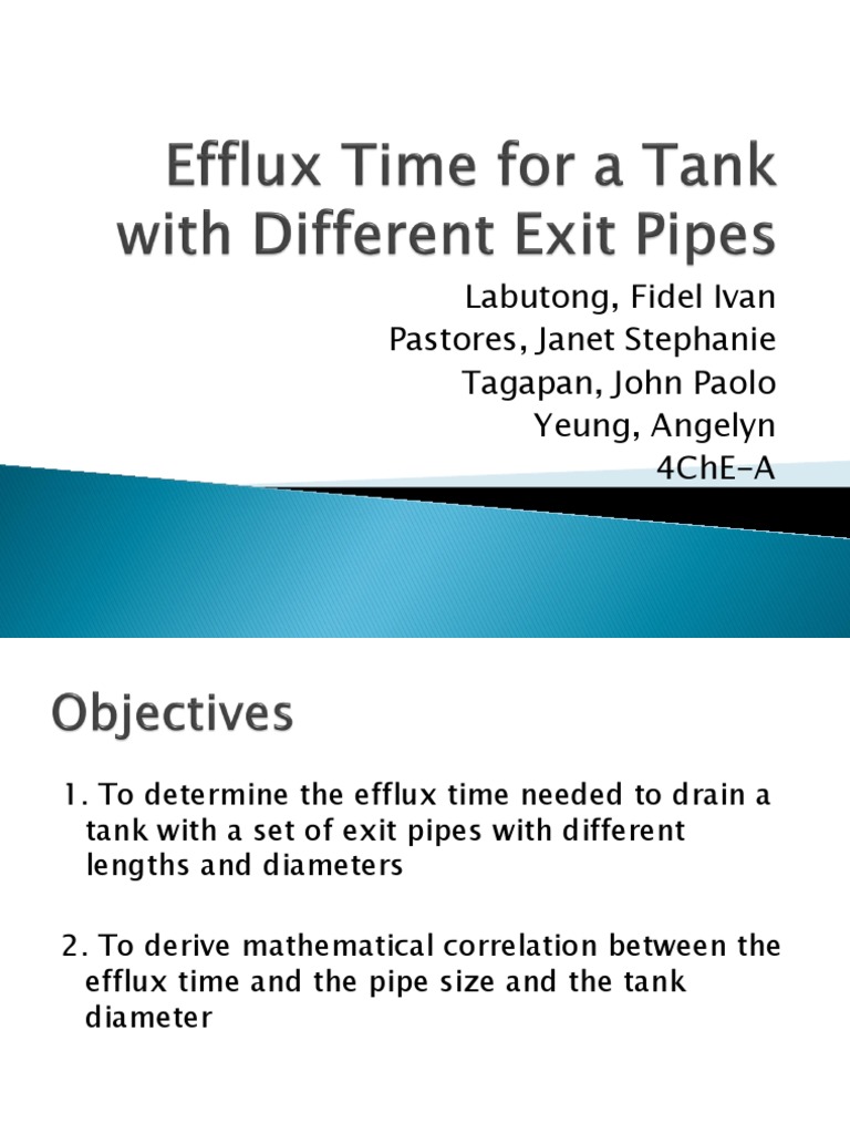 Efflux Time Analysis in Pipe Systems | PDF | Fluid Mechanics | Laminar Flow