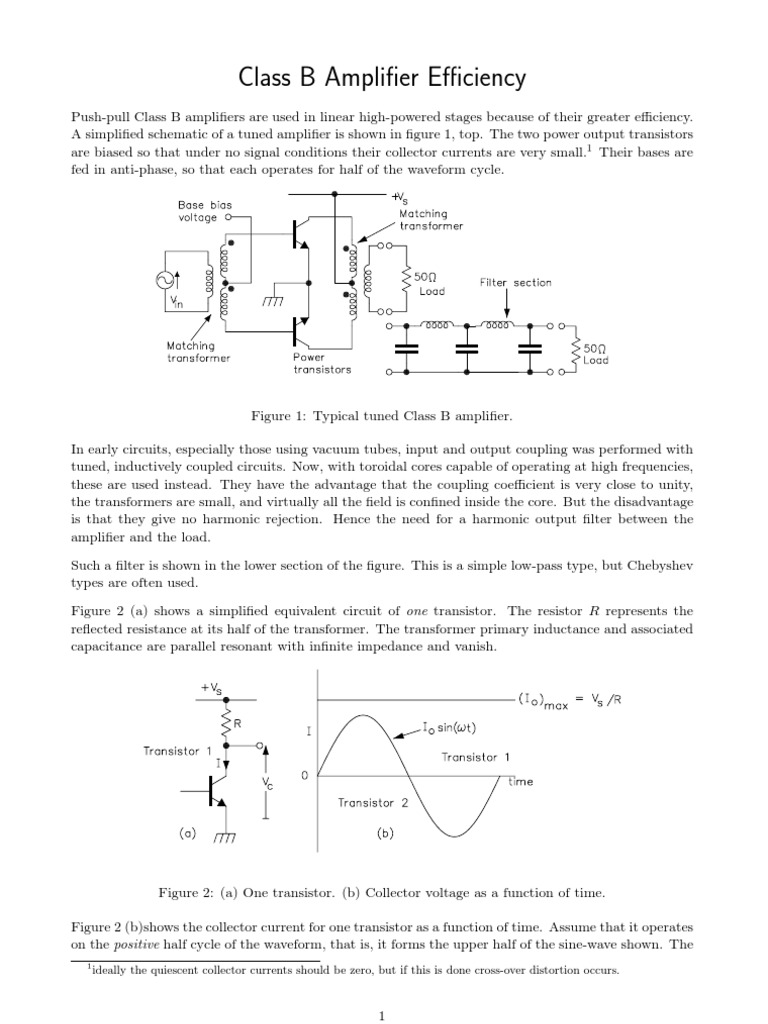 Class B Amplifier Efficiency Pdf Science Mathematics