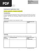 Internal Job Application Form Template | PDF