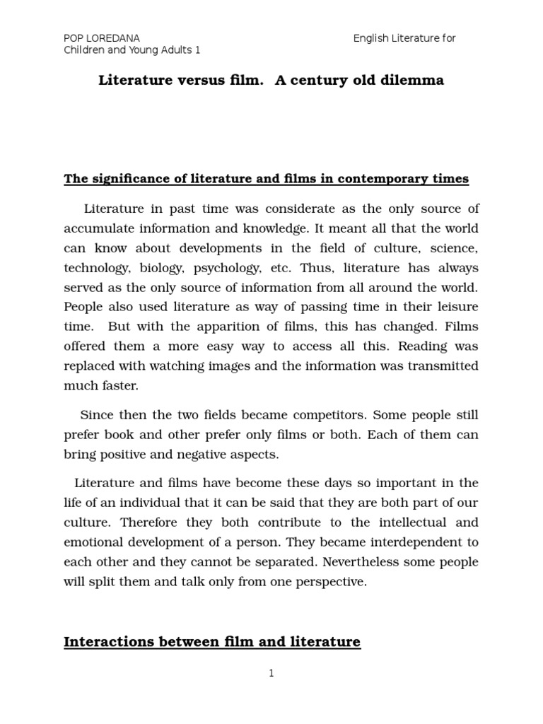 Literature Versus Film | Download Free PDF | Poetry | Edgar Allan Poe