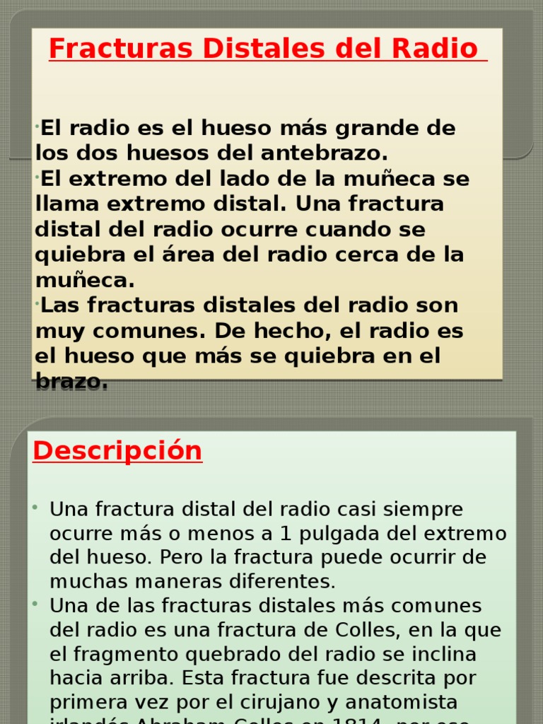 Presentación FX Radio Distalll | PDF | Osteoporosis | Hueso