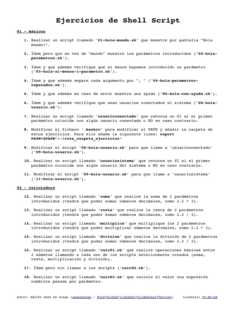 Ejercicios Shell Script | PDF | Archivo de computadora | Desarrollo de ...