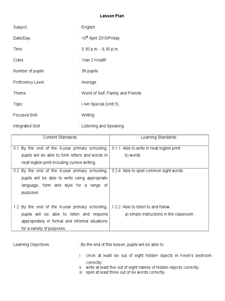 10april 2k | PDF | Lesson Plan | Education Theory