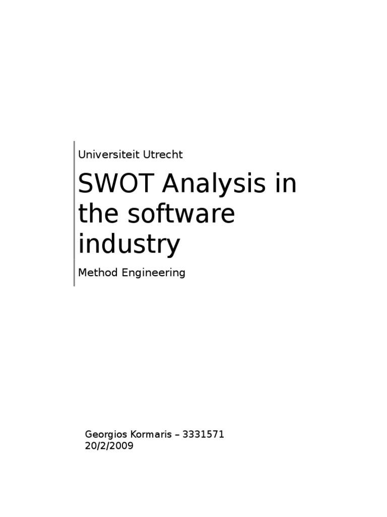 SWOT Analysis in Software Industry | PDF | Swot Analysis | Strategic ...
