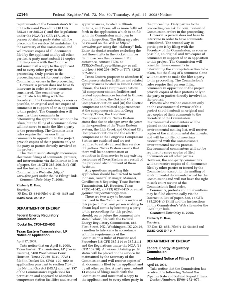 Notice: Combined Notice of Filings | PDF | Federal Energy Regulatory ...