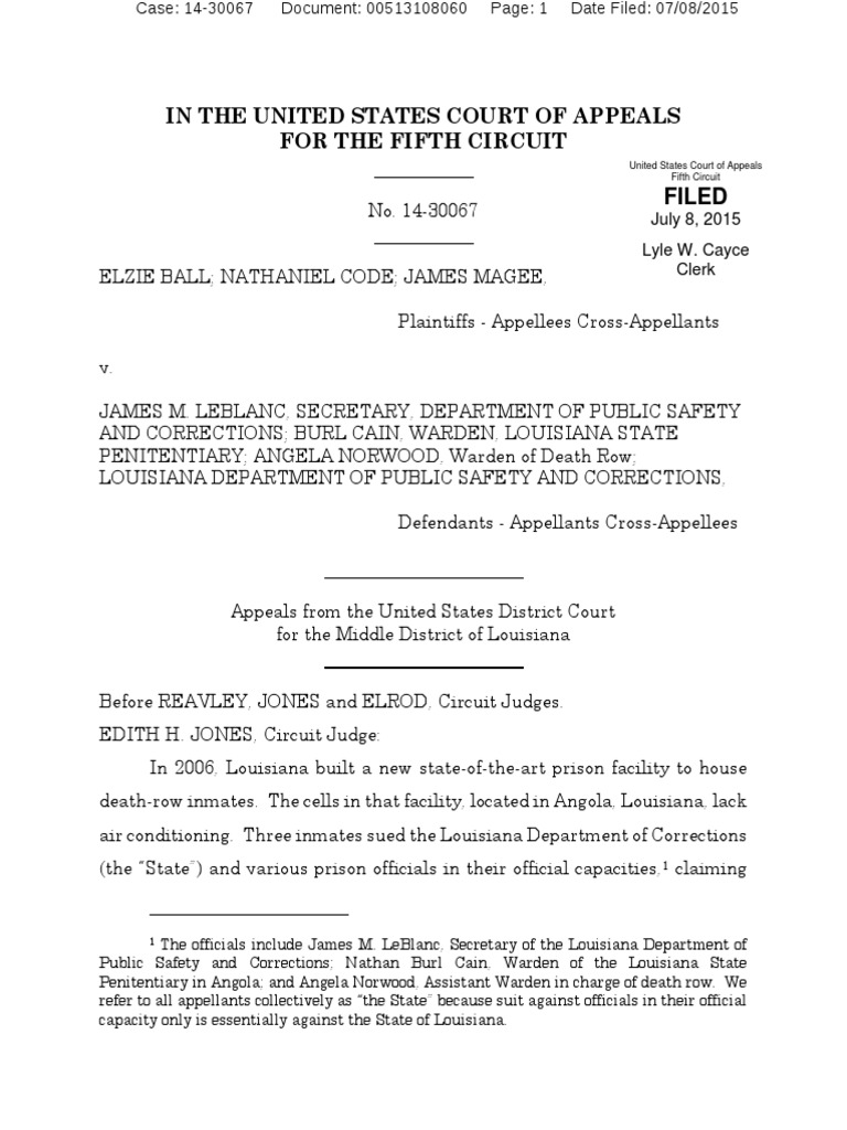 Elzie Ball; Nathaniel Code; James Magee v. JAMES M. LEBLANC, SECRETARY ...