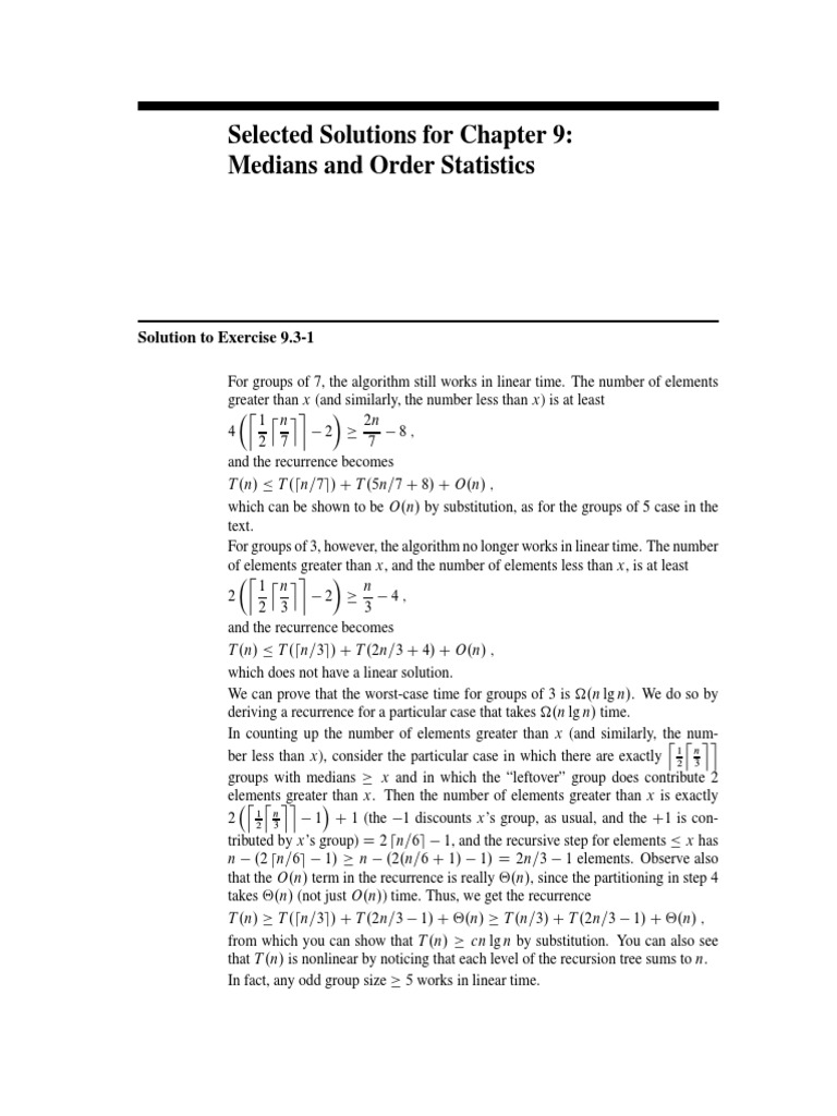 Introduction To Algorithms Cormen Et Al Chap9 Solutions Pdf