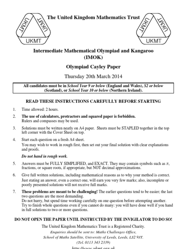 Cayley 14 | PDF | Elementary Mathematics | Teaching Mathematics