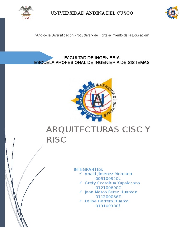 Comparativa entre Arquitecturas CISC y RISC | PDF | Unidad Central de ...