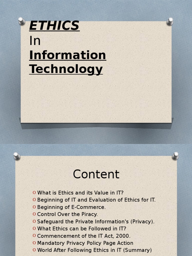 Ethics: Information Technology | PDF | Business