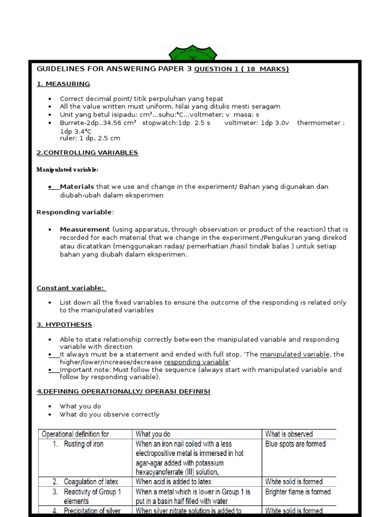 Modul Amali Kertas 3 F4 2015 | PDF | Sodium | Chemical Elements