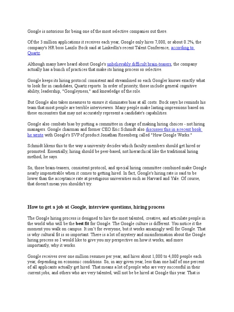 Google Case Study | PDF | Recruitment | Google