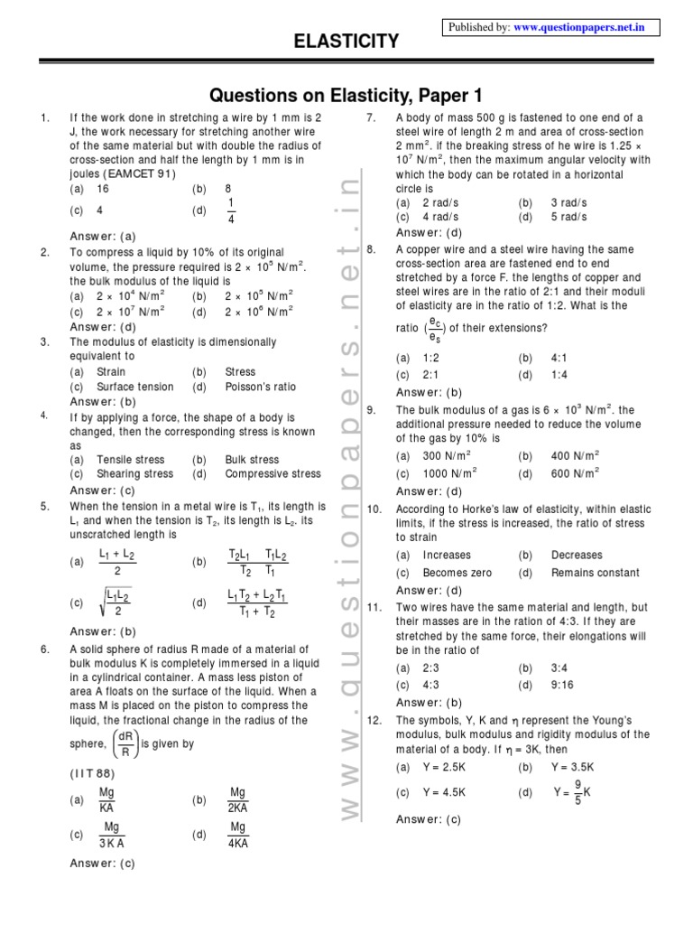 Elasticity Paper 1 | PDF | Elasticity (Physics) | Stress (Mechanics)