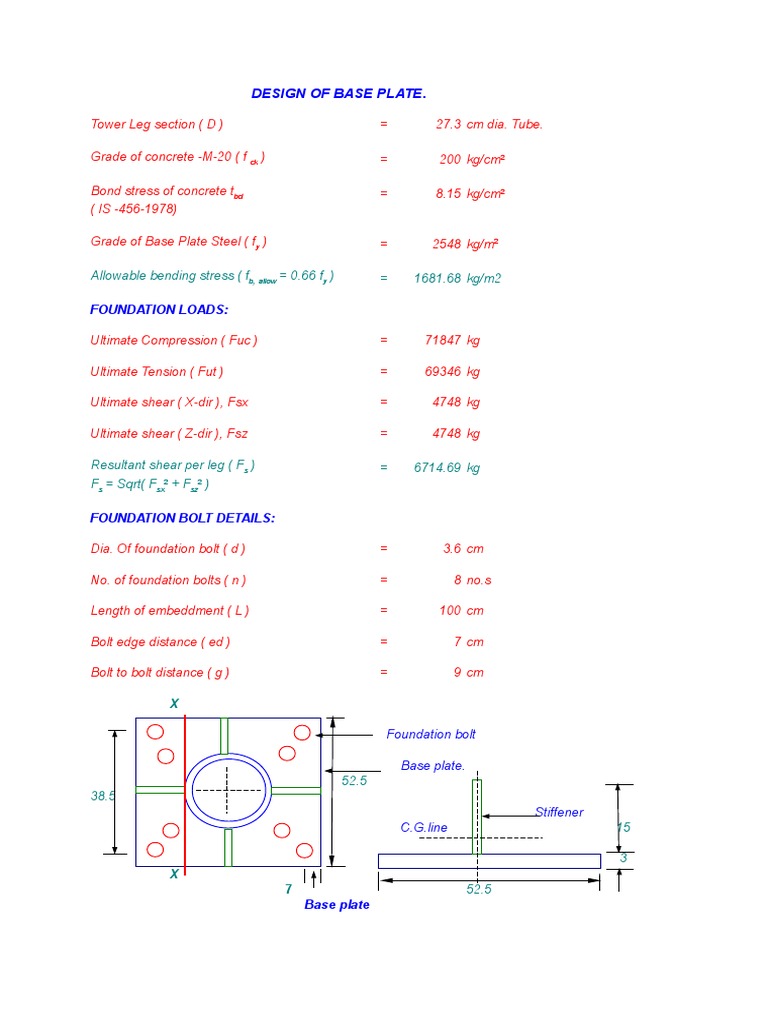 Baseplate Design | PDF | Bending | Stress (Mechanics)