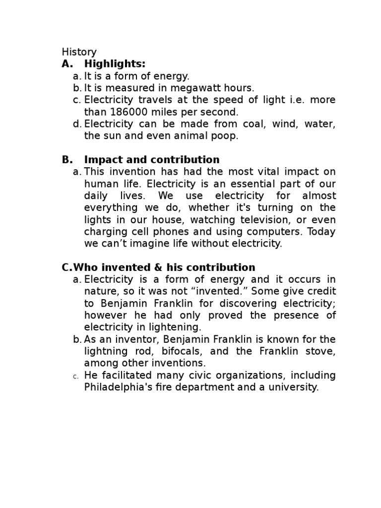 The Impact and History of Electricity | PDF | Home & Garden