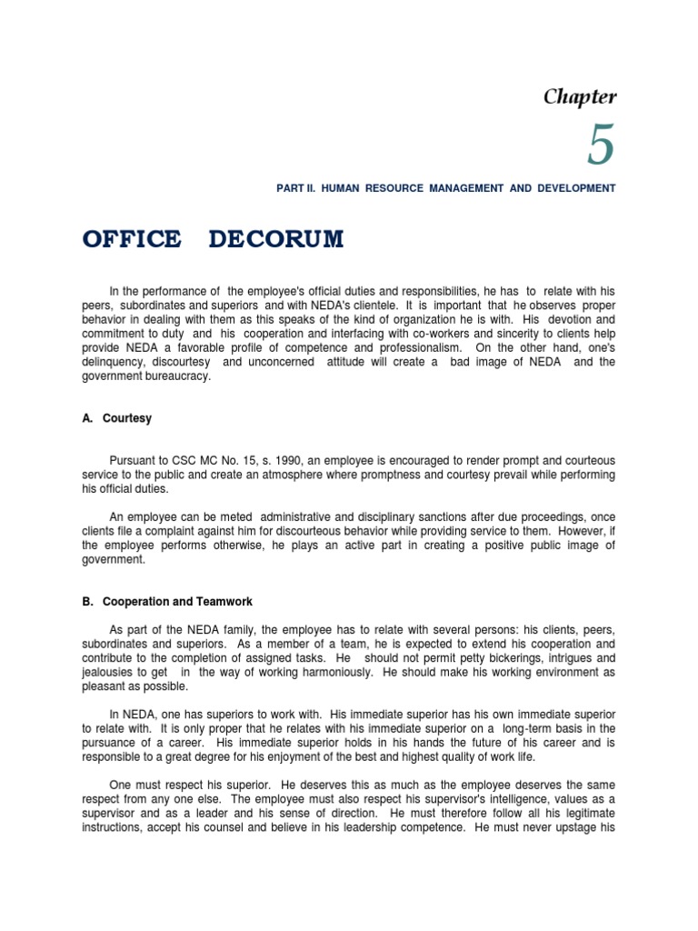 Chapter 5 - Office Decorum | PDF | Fax | Clothing