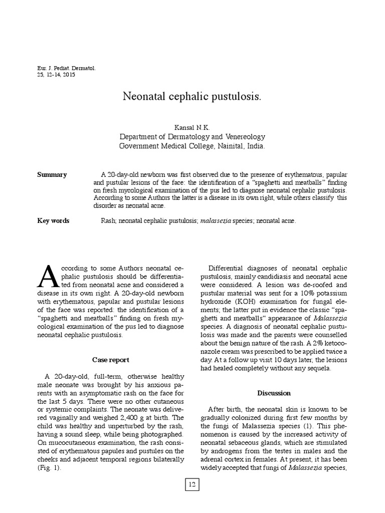 46 Neonatal Cephalic Pustulosis (Check Again) | PDF | Acne Vulgaris ...