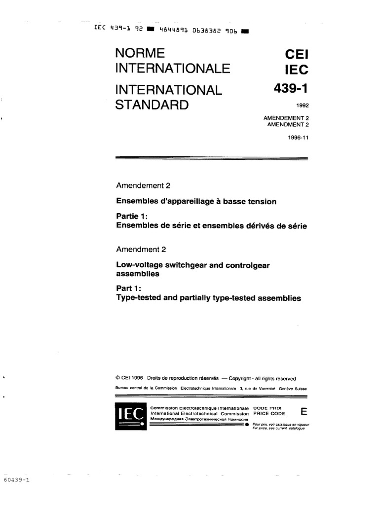 Iec 60439-1 | PDF | International Electrotechnical Commission | Economy ...