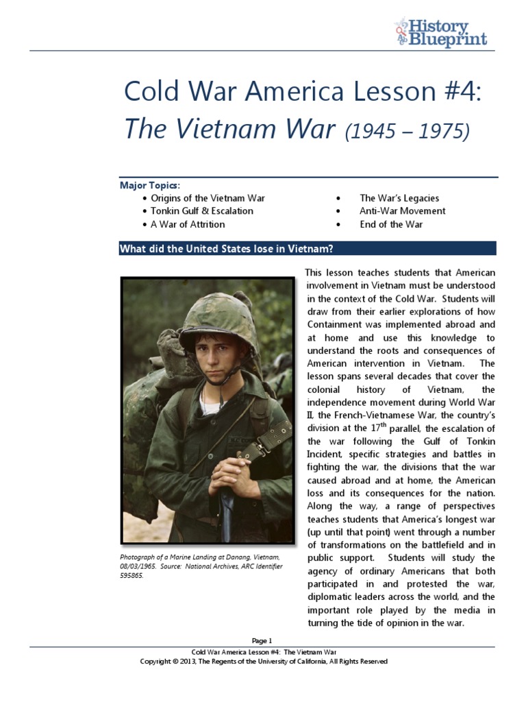 Cold War America Lesson #4: The Vietnam War (1945 - 1975) | PDF ...