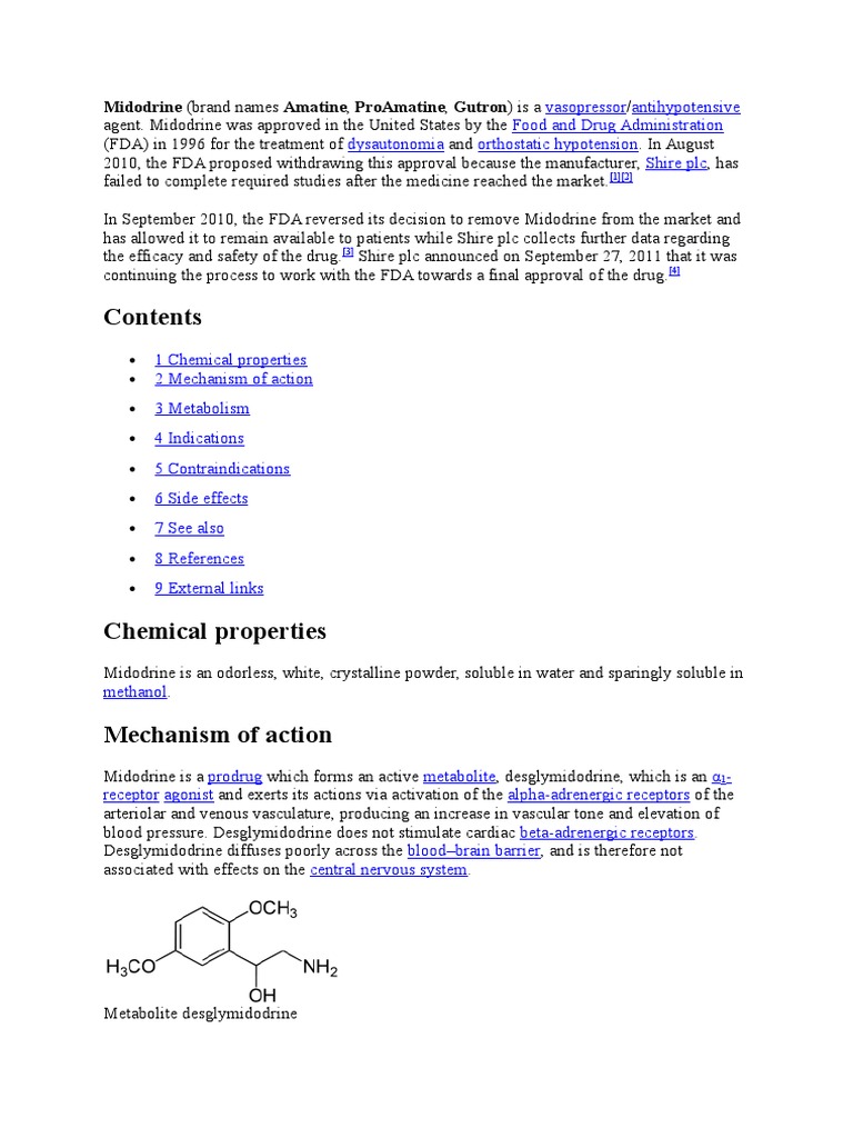 Midodrine | Drugs | Pharmacology
