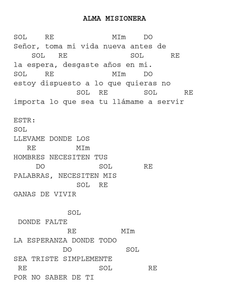 Alma Misionera Acordes | PDF