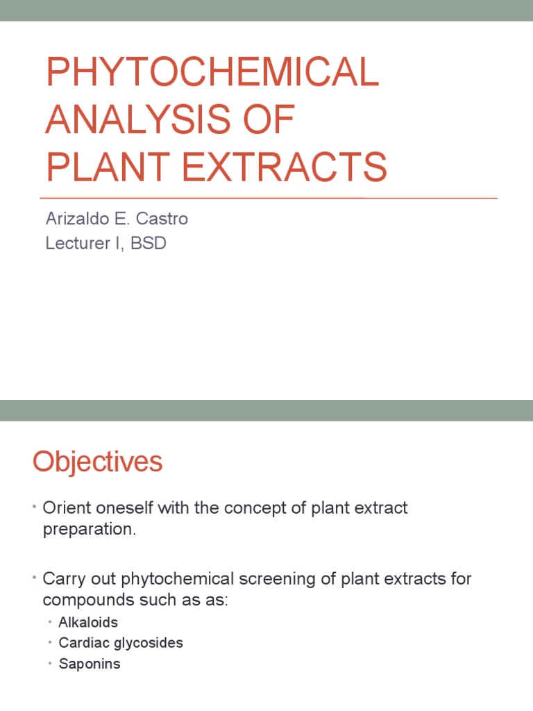 Phytochemical Analysis Of Plant Extracts Alkaloid Biochemistry