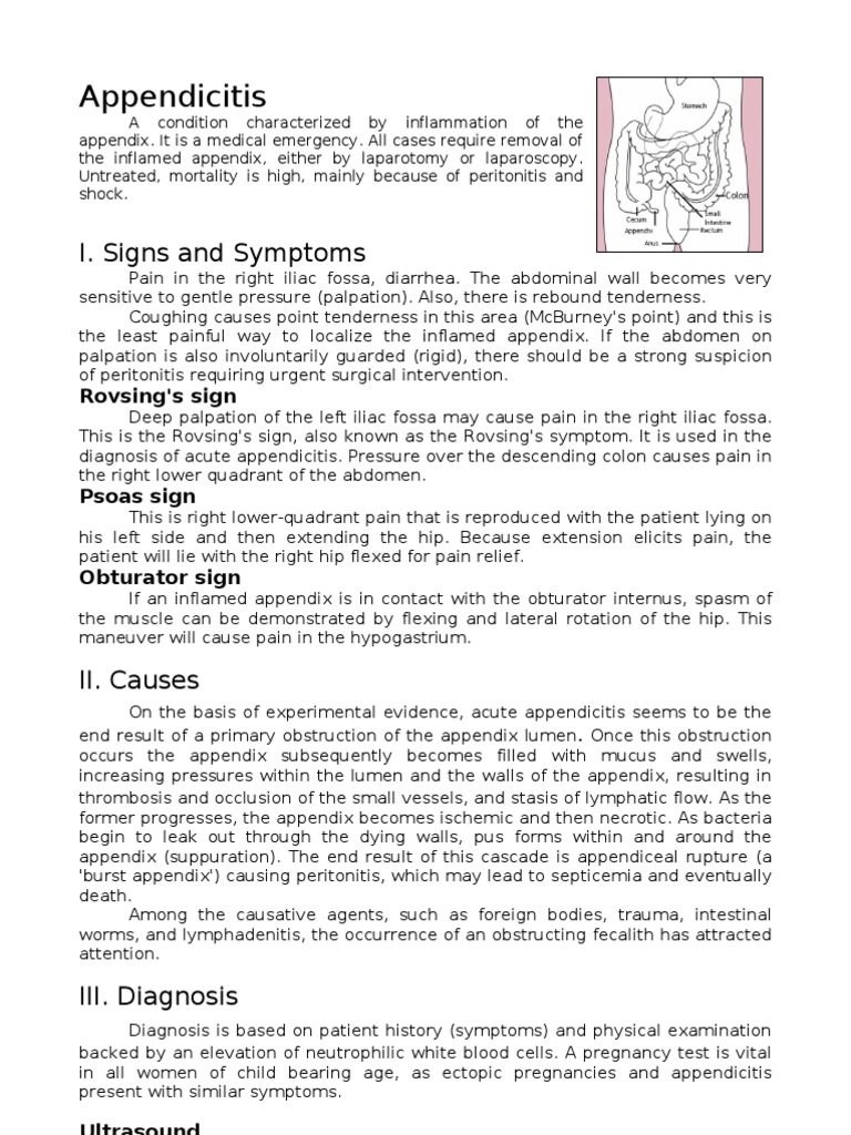 Appendicitis: I. Signs and Symptoms | PDF | Health Sciences | Diseases ...