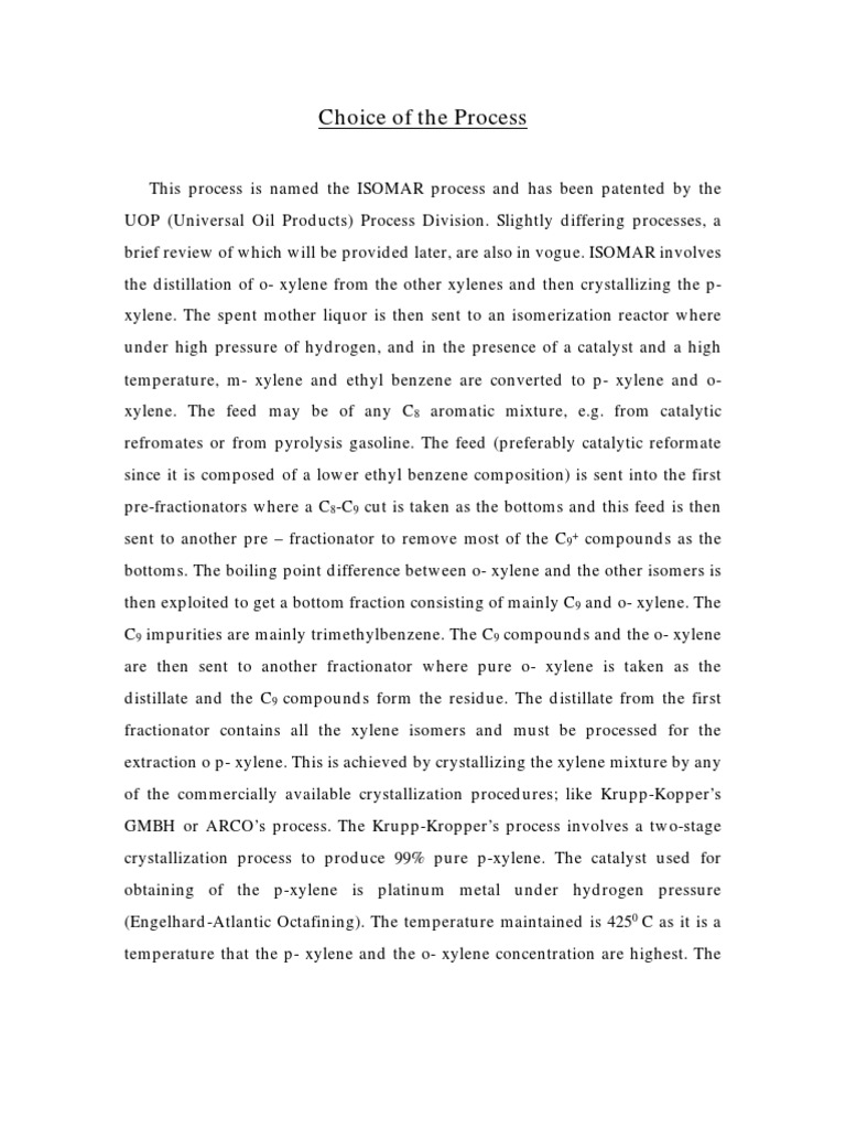 Xylene Isomerization (ISOMAR) - UOP Process Division | PDF | Catalysis ...