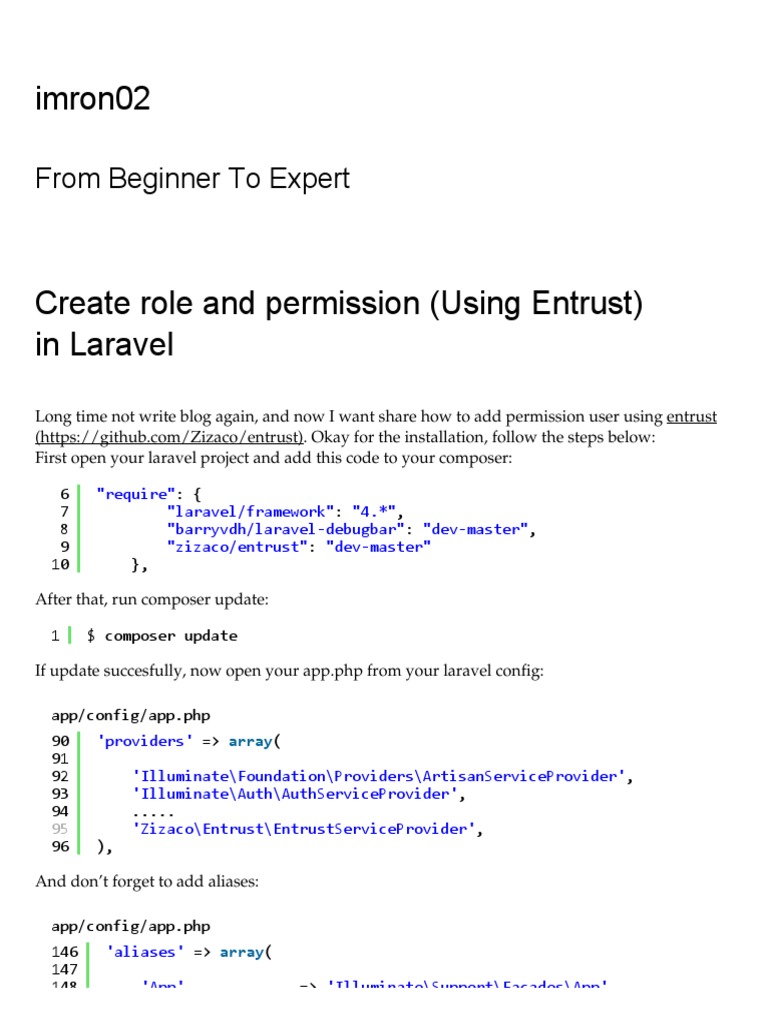 Implementing Role Based Access Control In Laravel Using The Entrust 9928