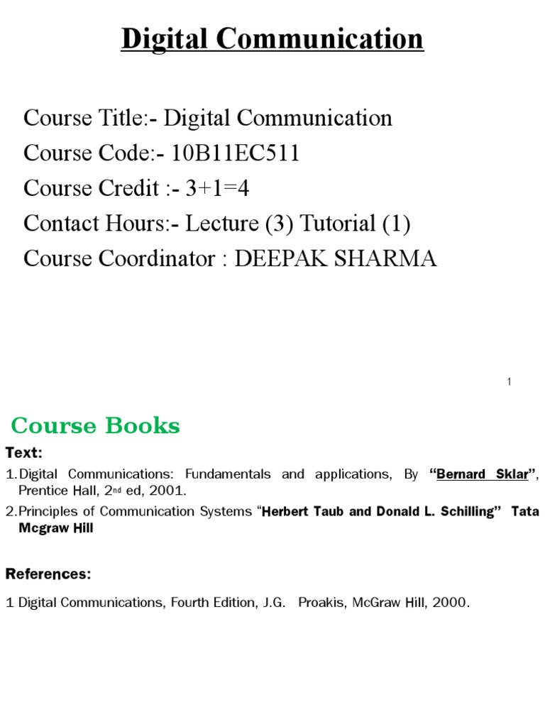 Lecture Syllabus Digital Comm Pdf Modulation Signal