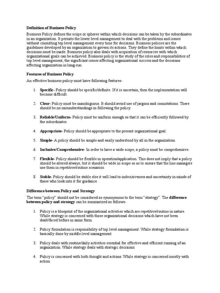 BPSM Notes | PDF | Strategic Management | Policy