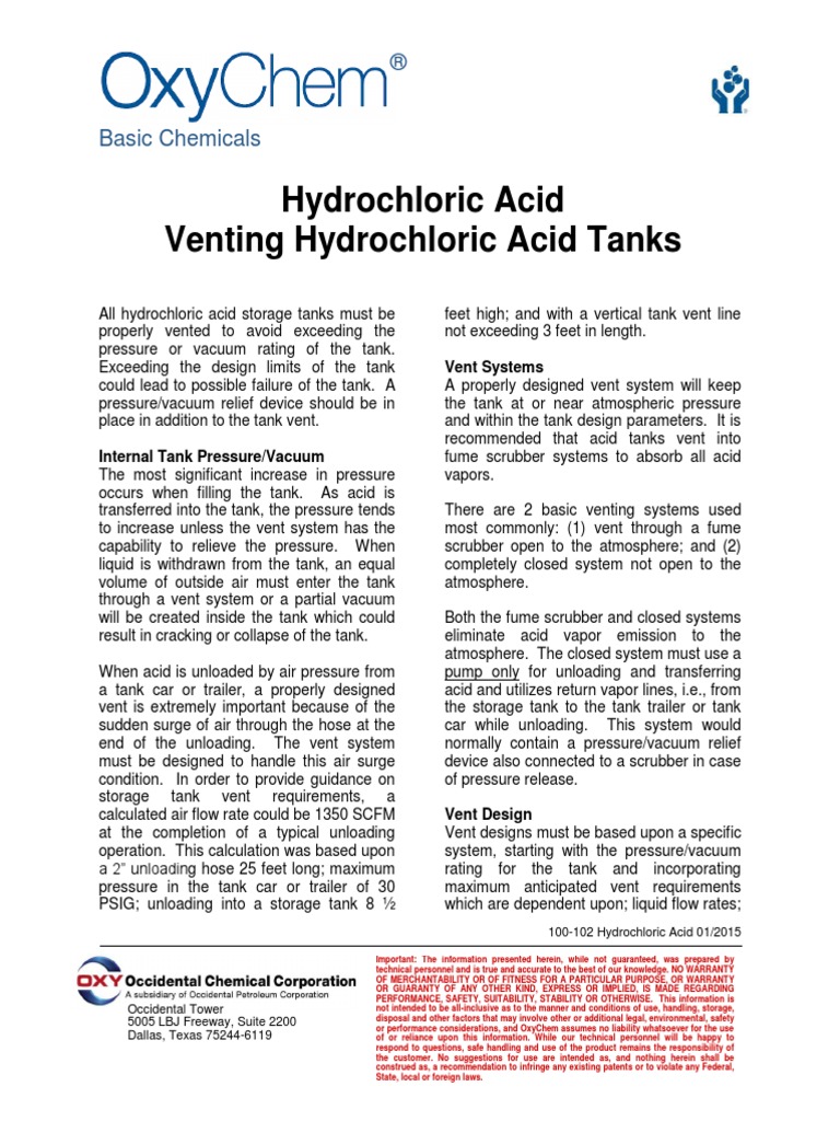 Tech-Venting HCL Tanks | PDF | Hydrochloric Acid | Pressure