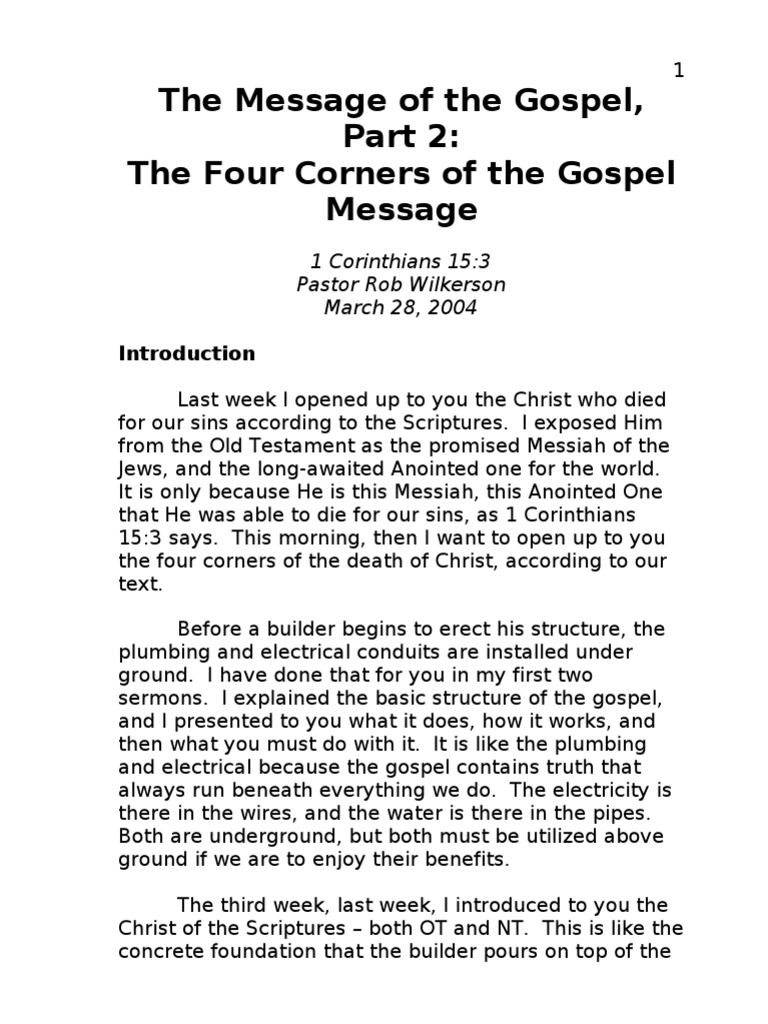 Four Corners of the Gospel Message | PDF | Atonement In Christianity | Sin