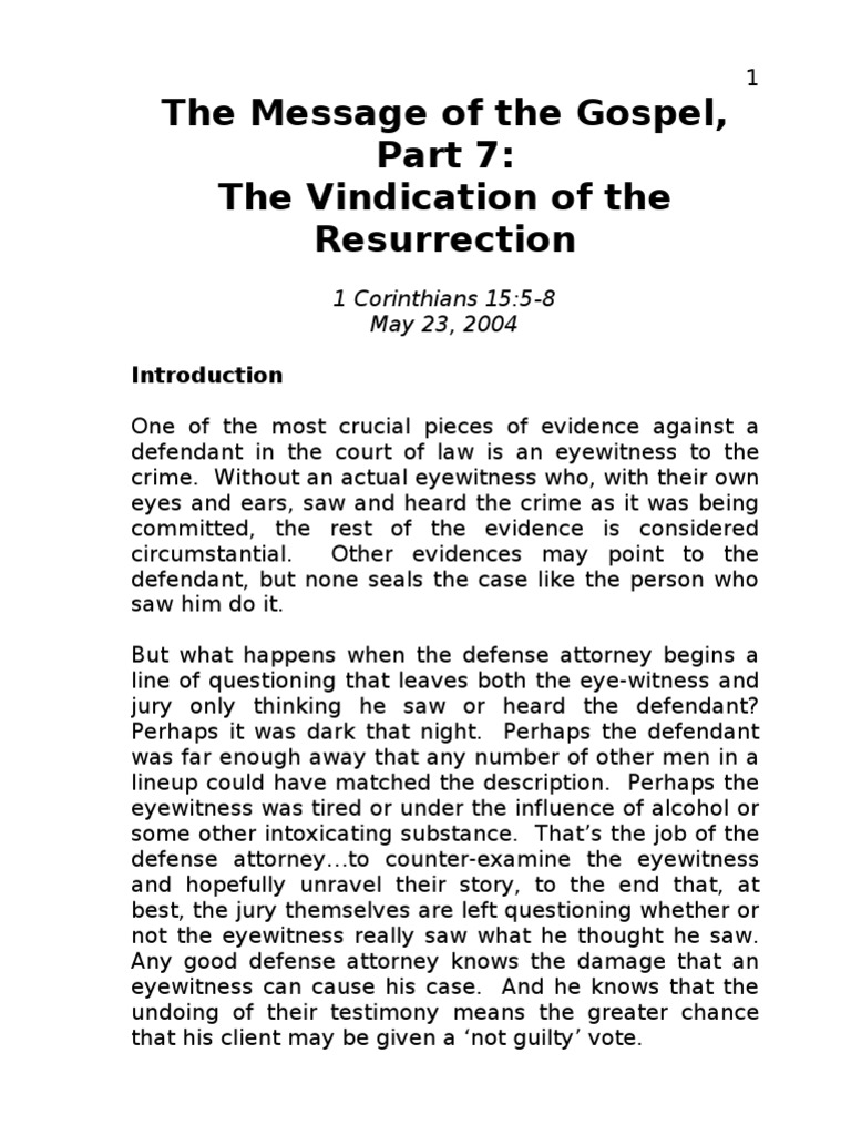 The Message of The Gospel Part 7 - The Vindication of The Resurrection ...
