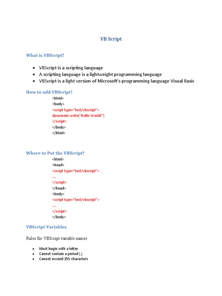 What Is VBScript? | PDF | Control Flow | Areas Of Computer Science