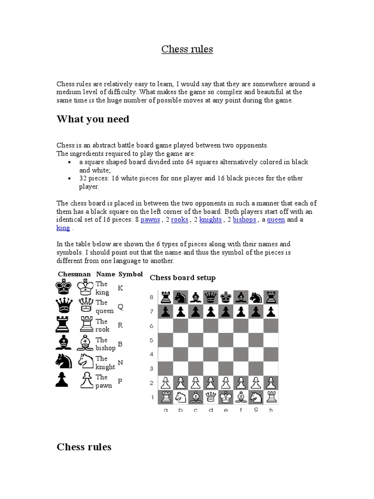 Chess Rules | PDF | Chess | Traditional Games