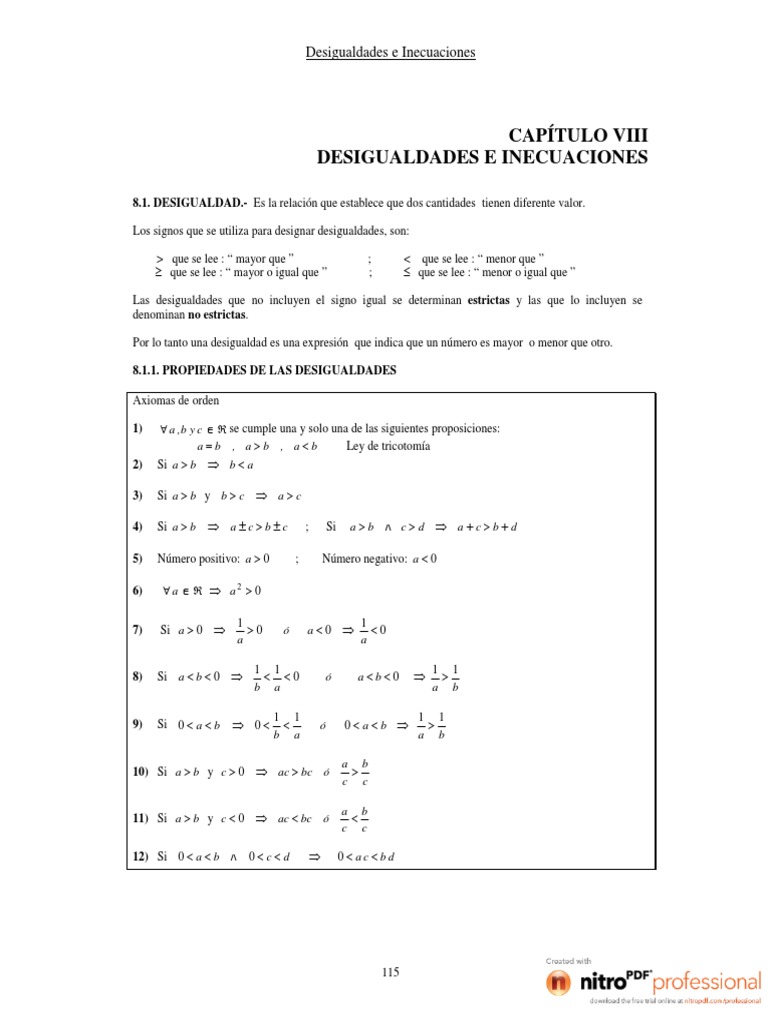 8 Inecuaciones | PDF | Factorización | Intervalo (Matemáticas)