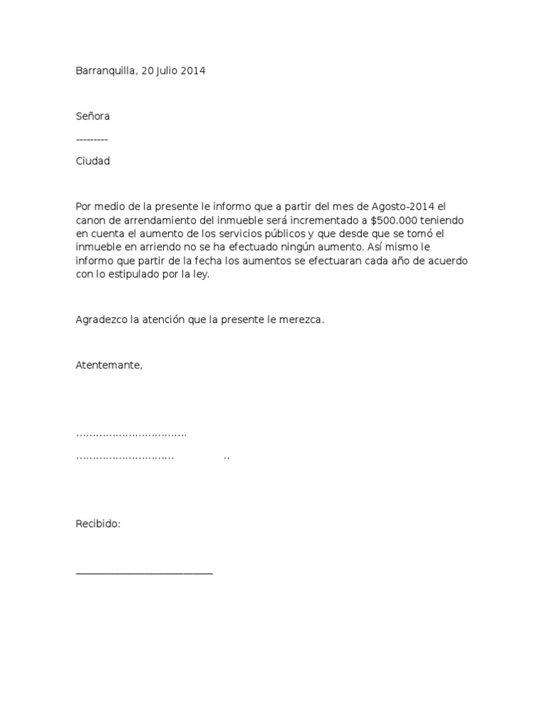 Carta Incremento | PDF