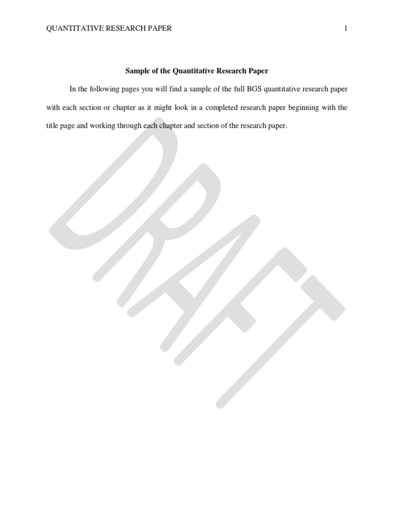 Sample Quantitative Research Paper Guide | PDF | Correlation And ...