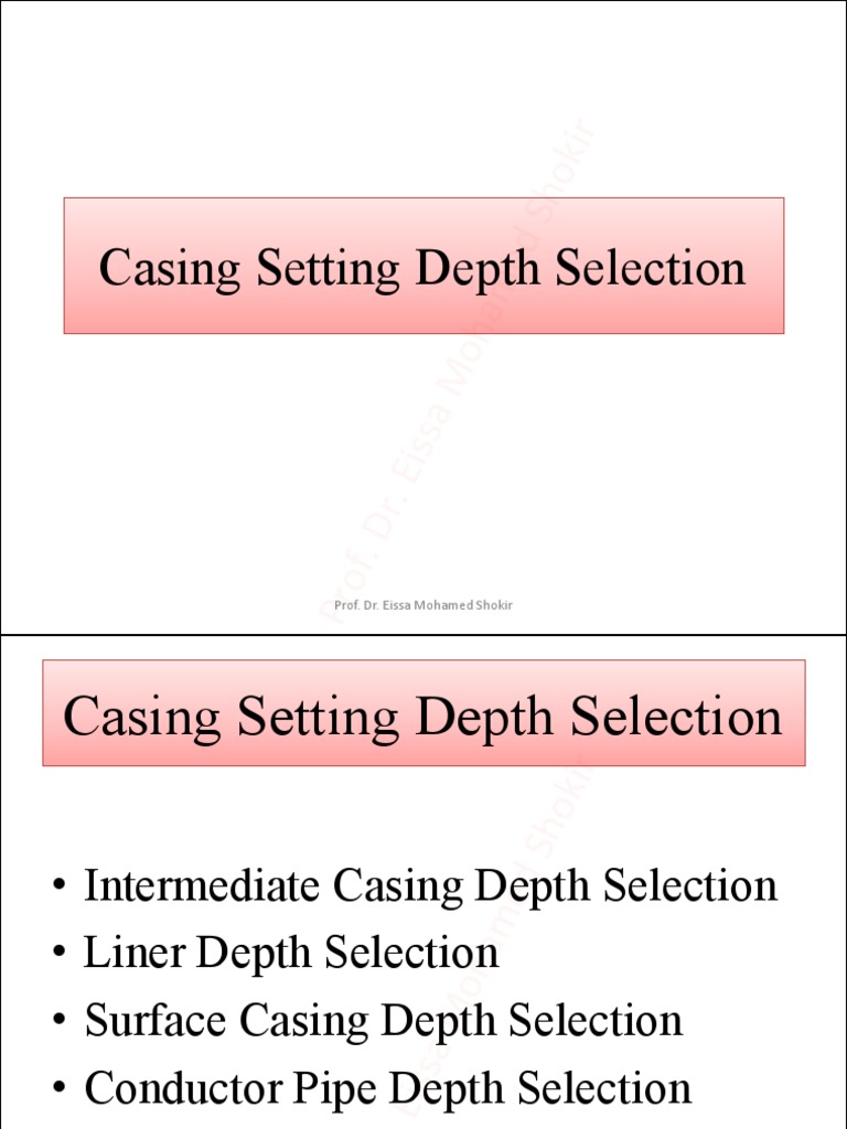 Casing Setting Depth Selection | PDF | Casing (Borehole) | Geotechnical ...