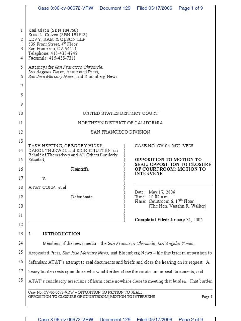 00173-20060517 Media Motion To Intervene | PDF | First Amendment To The ...